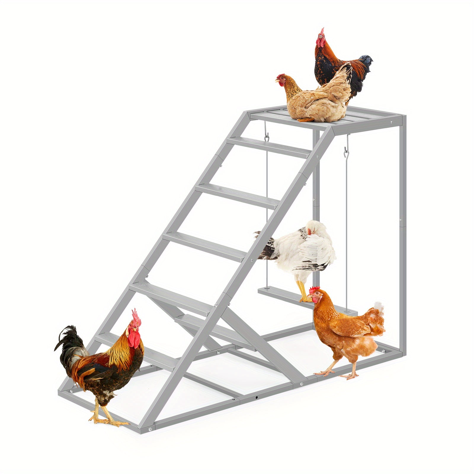 Metal Chicken Perch with Swing & Ladder, Multi-Level A-Frame Roosting ...