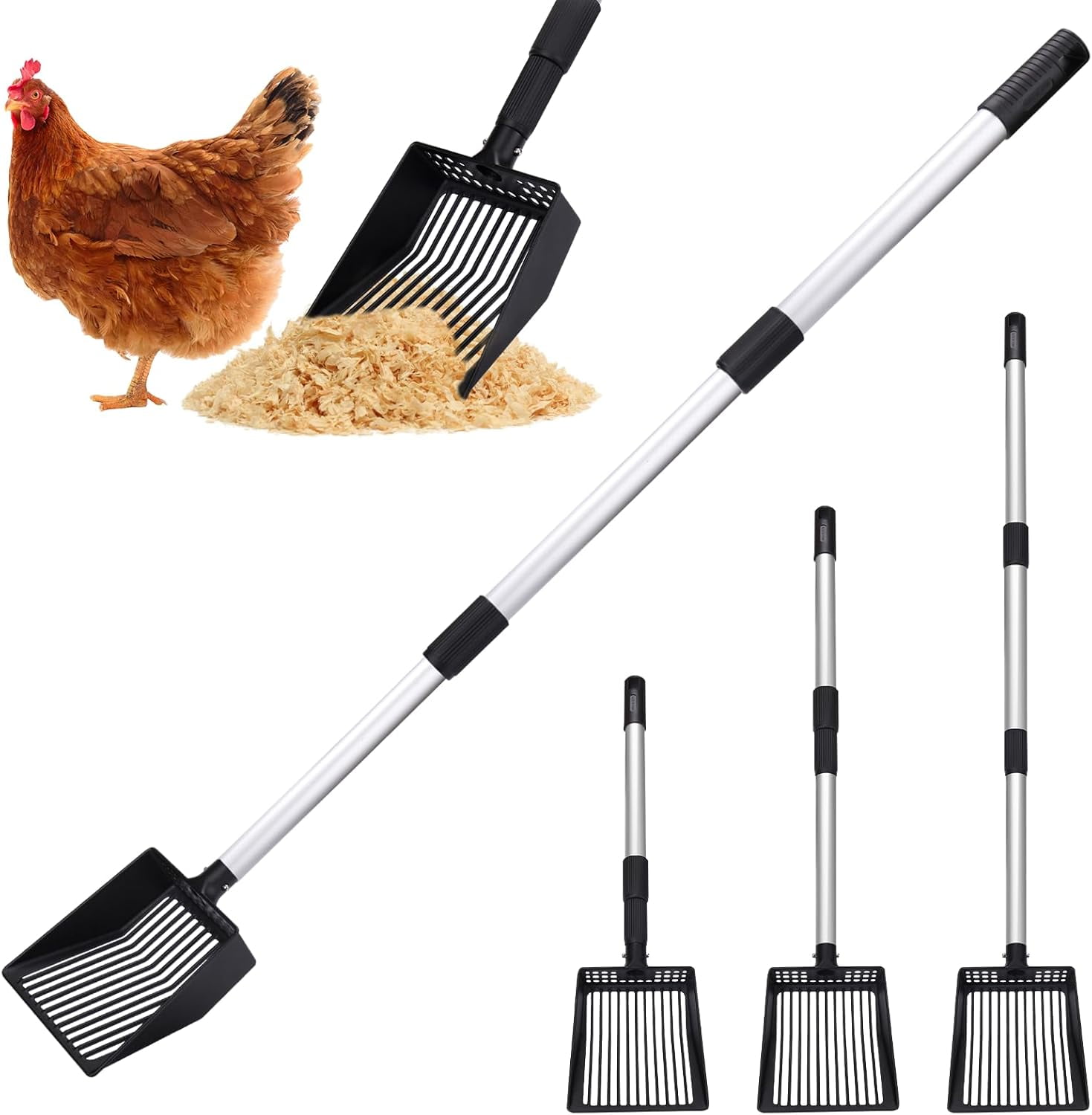 Metal Chicken Poop Scooper, Stretchable Litter Scooper for Chicken(21 ...