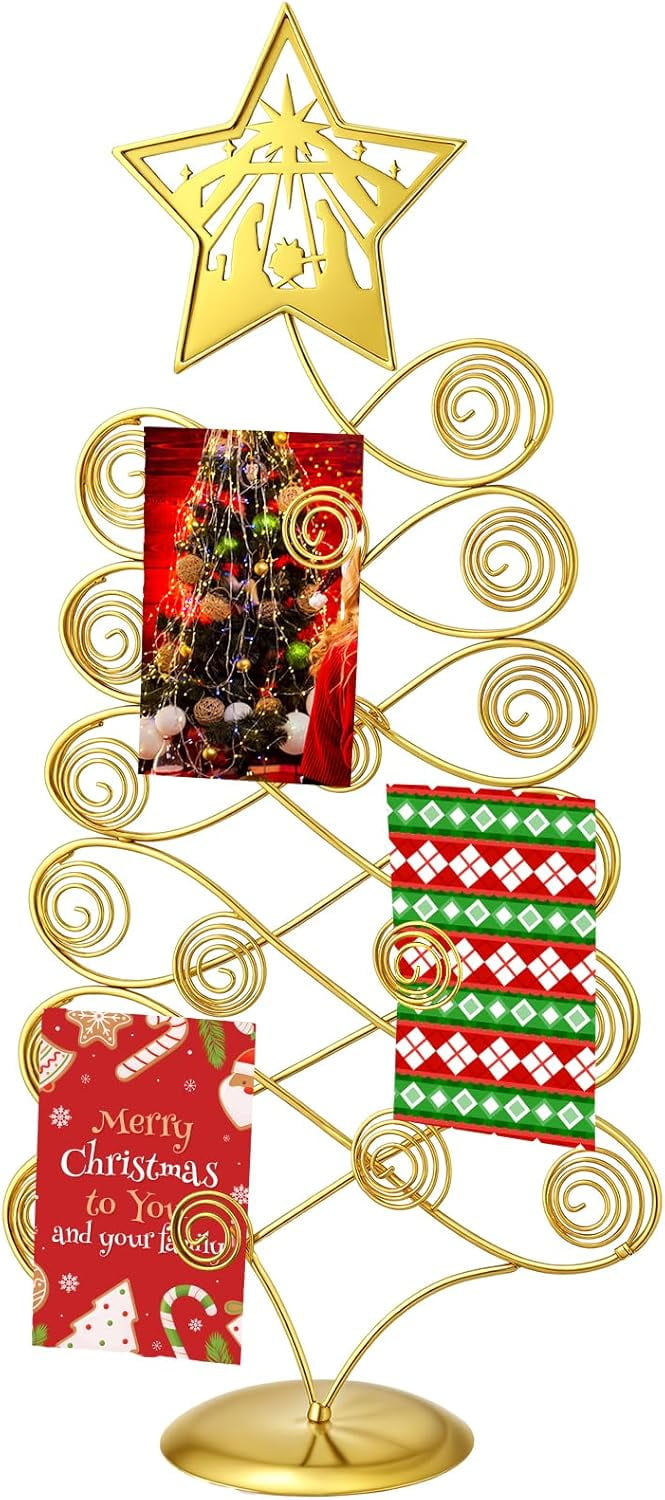 Metal Christmas Card Holder 19.6" Spiral Xmas Tree Gift Card Photo ...