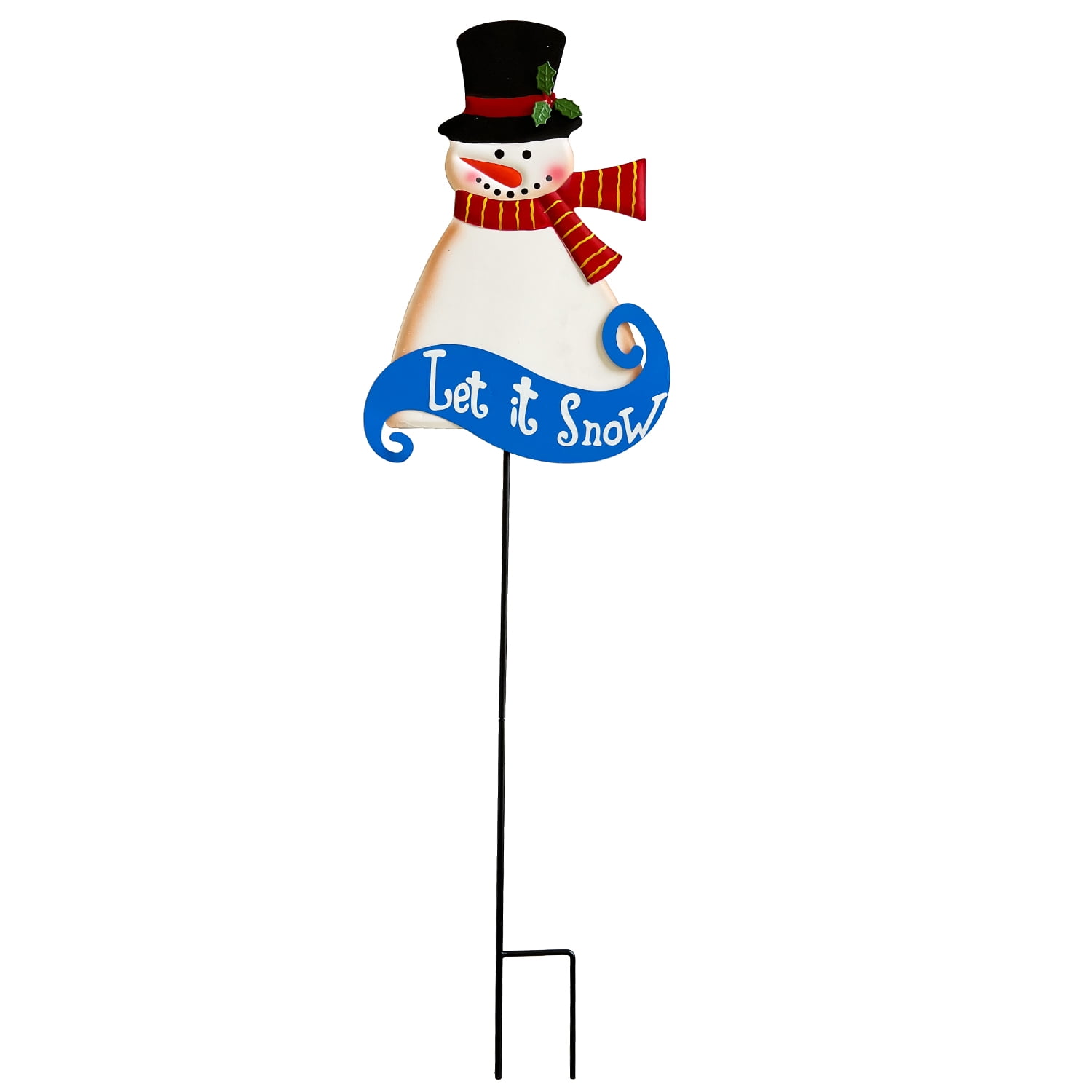 Metal Christmas Snowman Yard Stake Winter Holiday Garden Decor Snowman ...