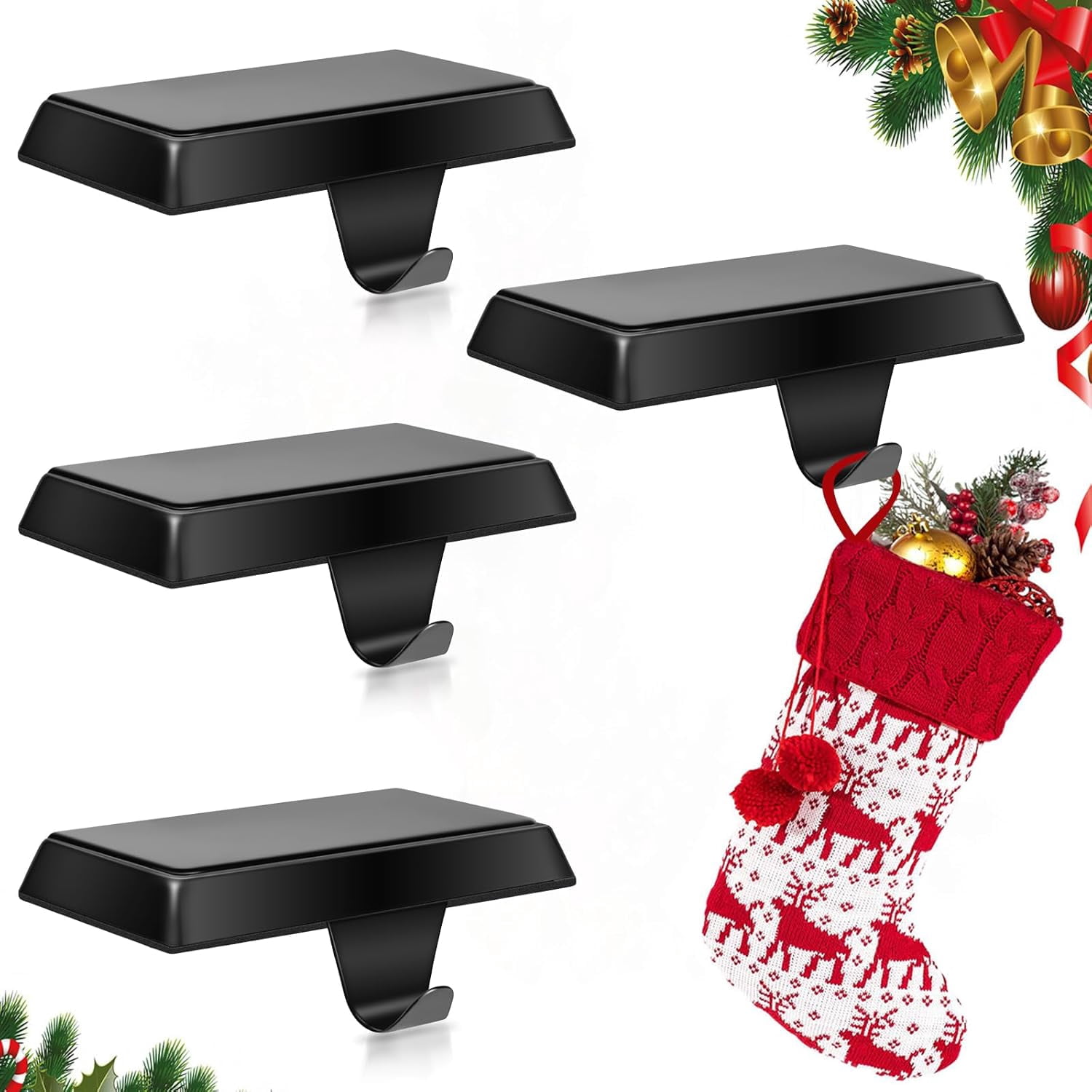 Metal Christmas Stocking Holders for Mantle Heavy Duty Stocking Hangers ...