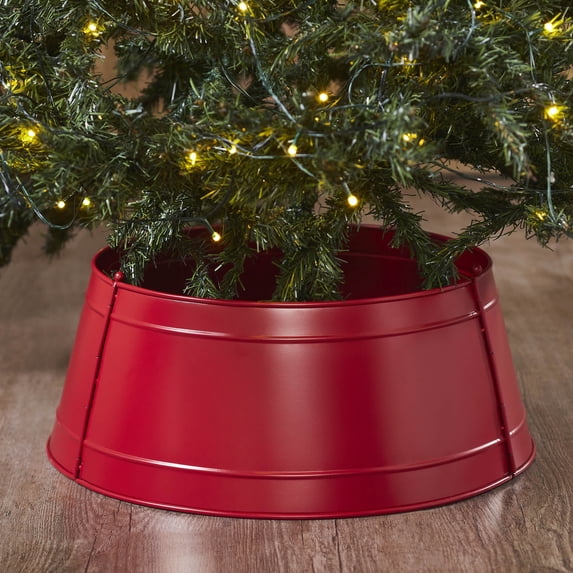 VHC Brands Christmas Tree Collar Metal Barn Red 8x20x20 - Walmart.com