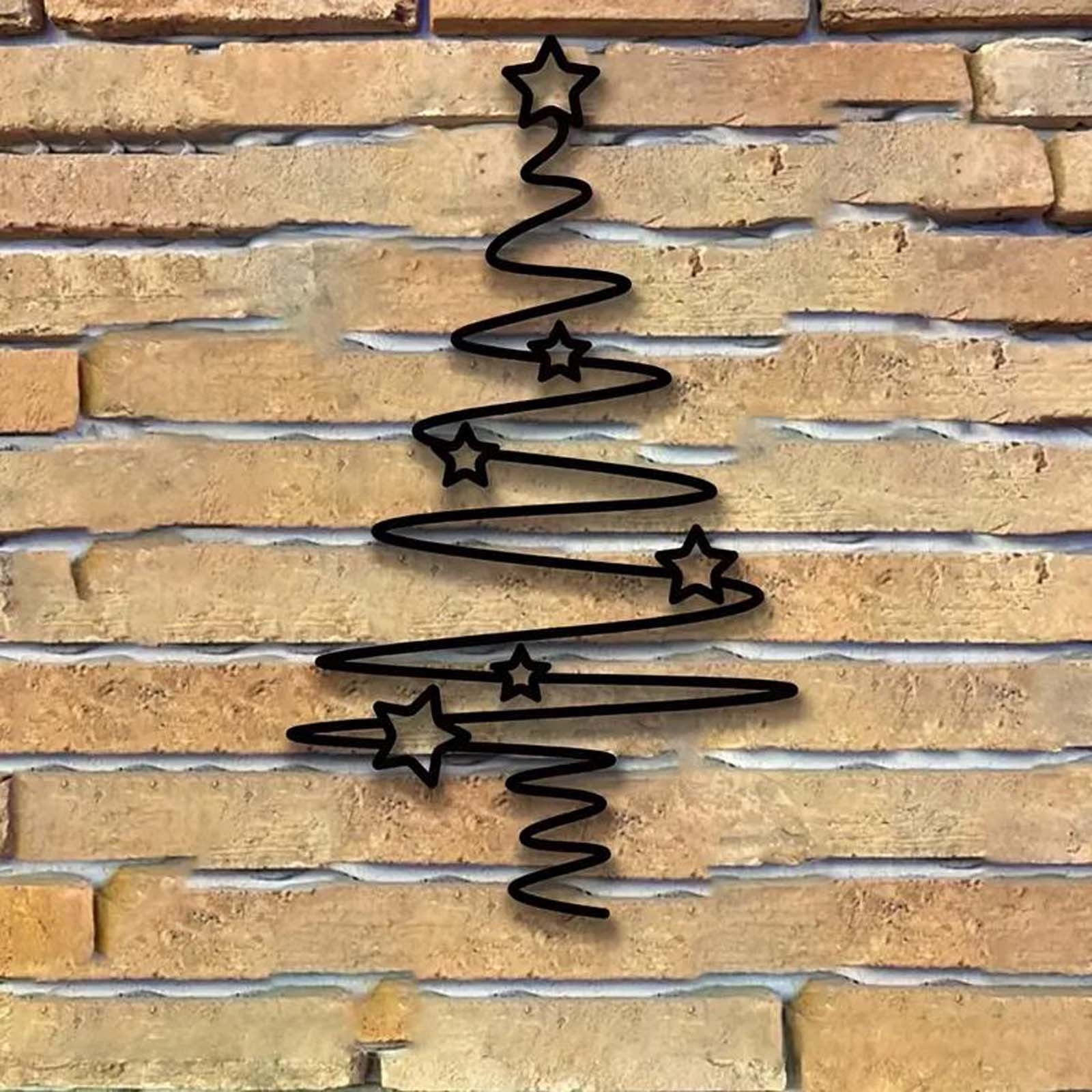 Metal Christmas Tree Wall Art - Holiday Wall Sculpture Black Metal Tree ...