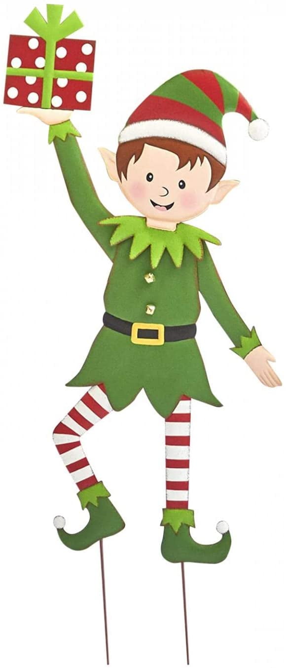Metal Christmas Yard Sign Metal Christmas Elf Yard Stake Metal Holiday ...
