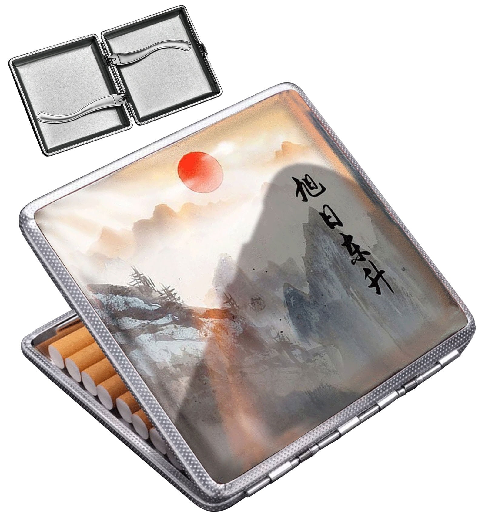 Metal Cigarette Case - Retro Leather Surface Holder Box with Spring ...