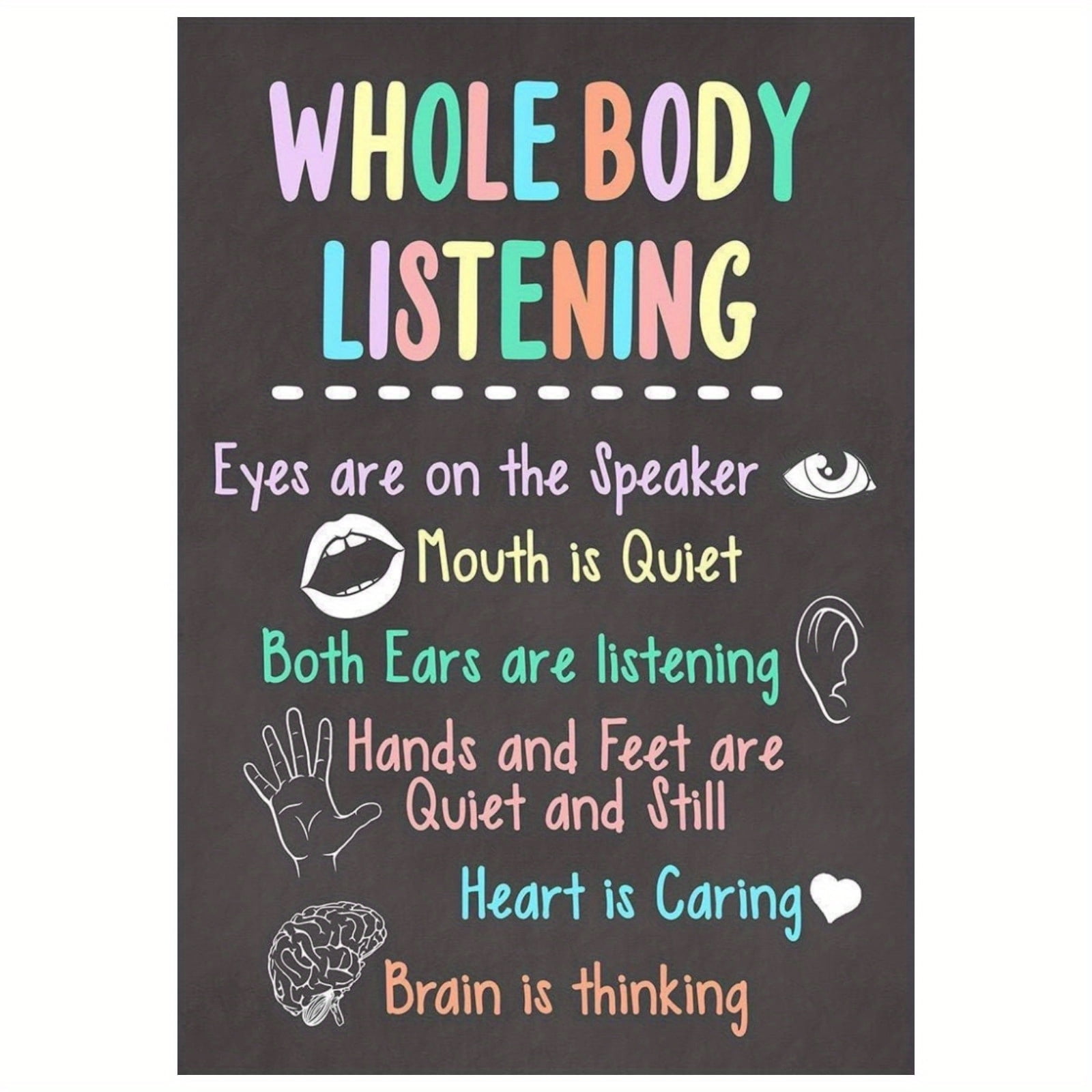 [Metal Classroom Rules Poster] 1pc Metal Iron Whole Body Listening ...