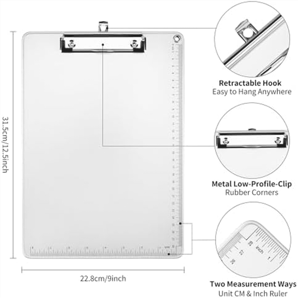 Metal Clipboard Aluminum Look Clipboards with Low Profile Clip,for ...