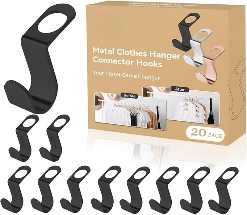 Metal Clothes Hanger Connector Hooks, 20 Pack Super Sturdy Hanger ...