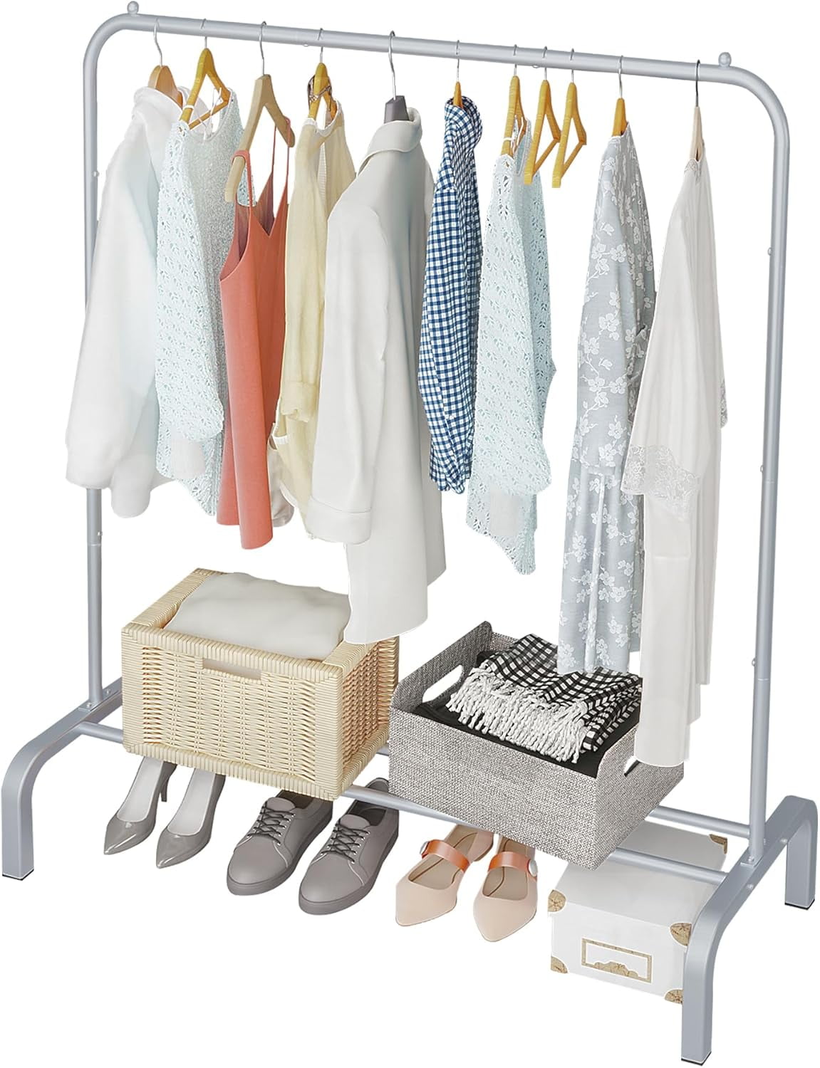 Metal Clothing Rack 43.3 Inches Clothes Garment Coat Rack with Bottom ...
