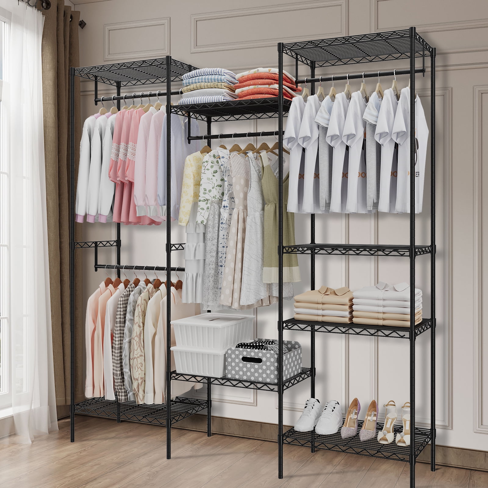 Metal Clothing Rack Heavy Duty Clothes Rack, Freestanding Clothing ...