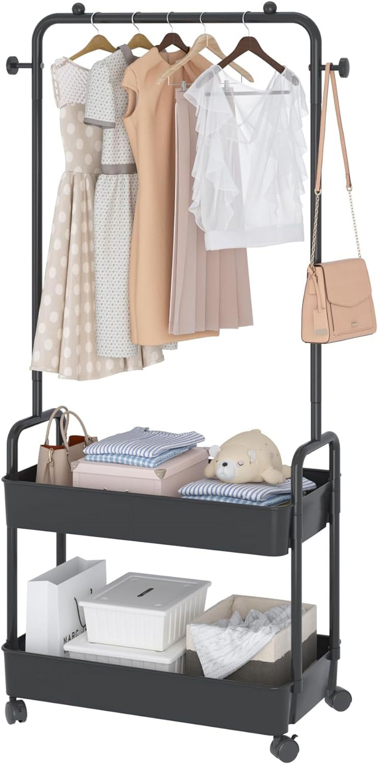 Metal Clothing Racks, Freestanding Trolley Coat Rack With Wheels ...