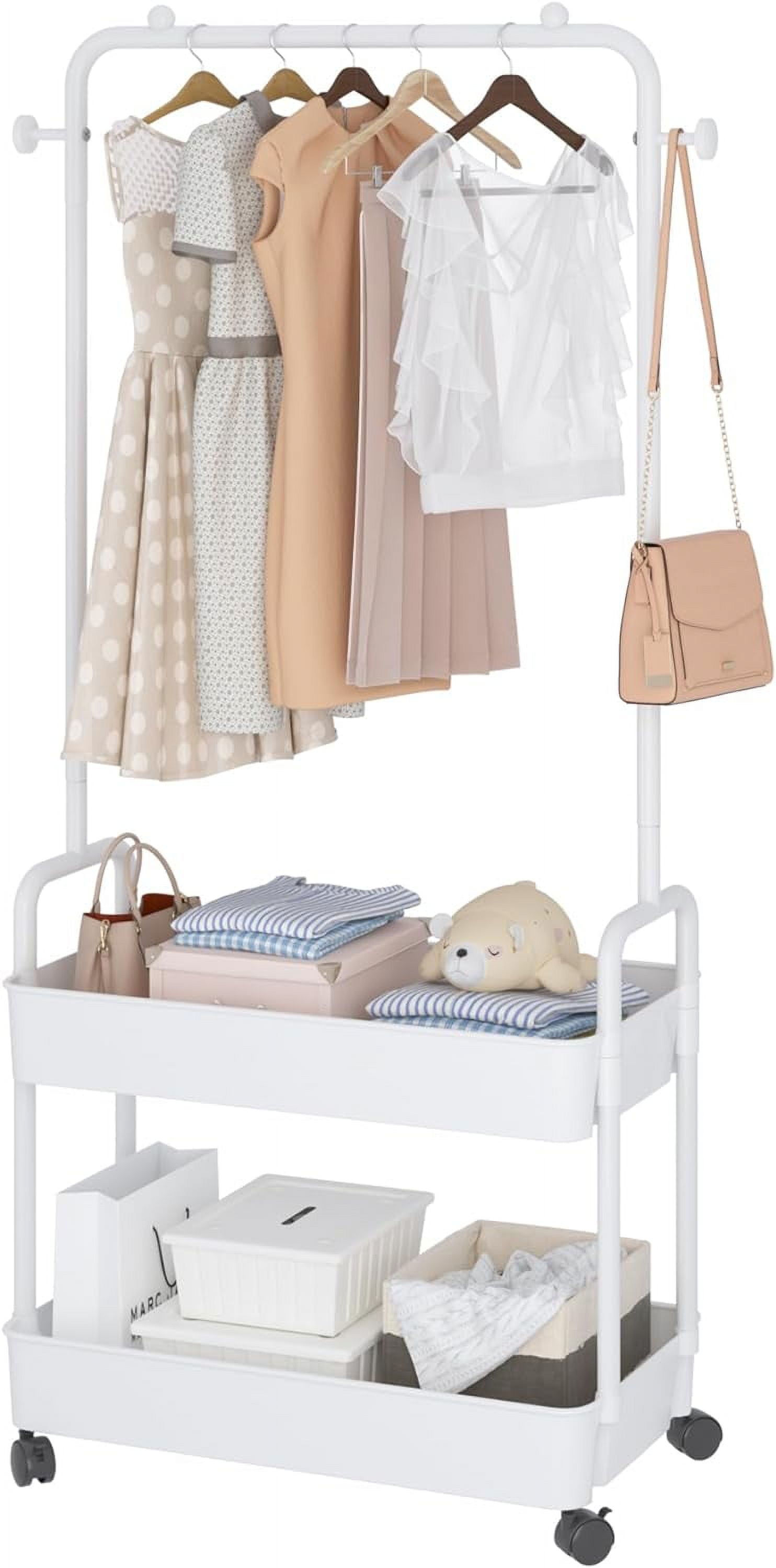 Metal Clothing Racks, Freestanding Trolley Coat Rack With Wheels ...