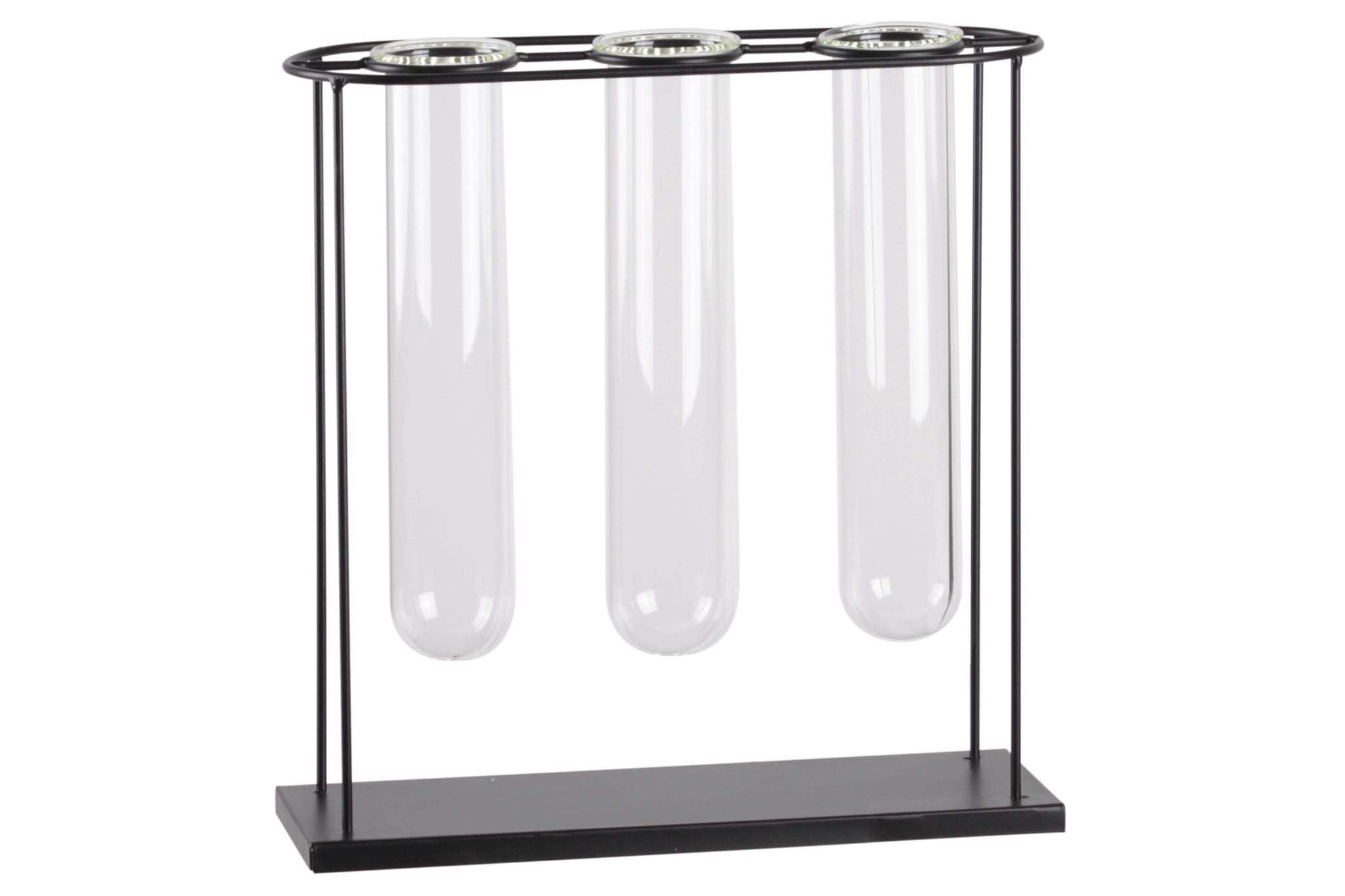 Metal Clustered Hanging Bud Vase Holder with 3 Large Glass Tube Vases ...