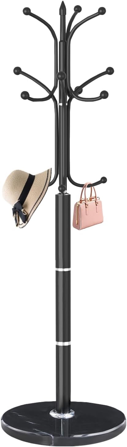 Metal Coat Rack Freestanding, Sturdy Coat Rack Stand with Natural ...
