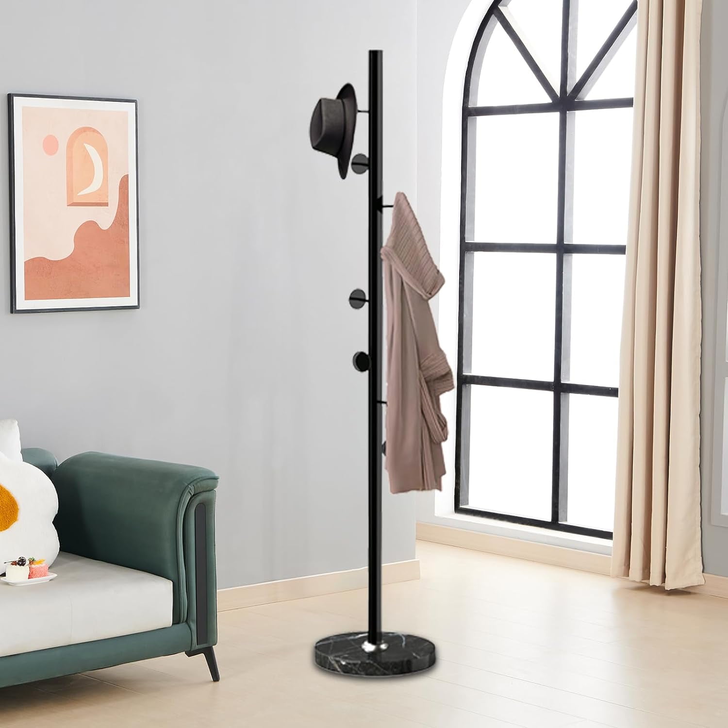 Metal Coat Rack Freestanding, Sturdy Coat Rack Stand with Natural ...