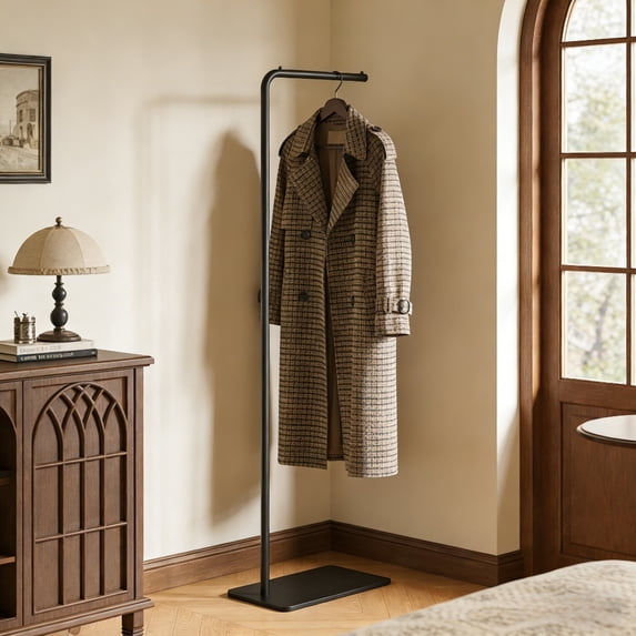 Metal Coat Rack with Storage Shelf, Sturdy Freestanding Clothes Hanger ...