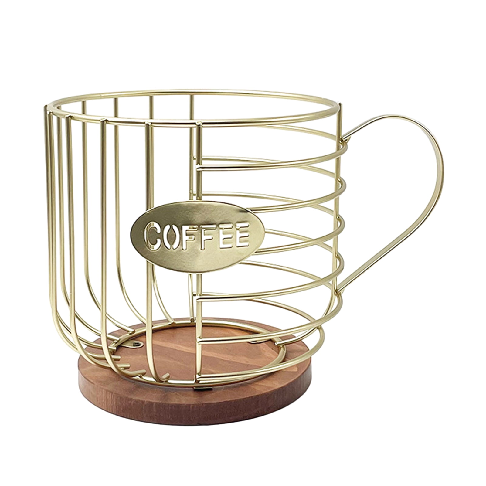 Metal Coffee Pods Holder with Wooden Base Cup Shape Keep Your ...