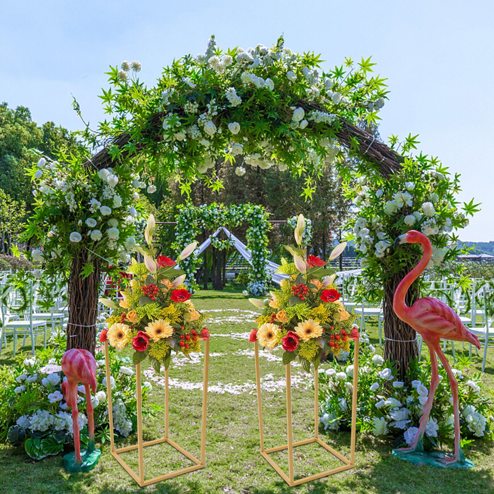 Metal Column Stand Floor Wedding Guiding Stand Wedding Artificial ...