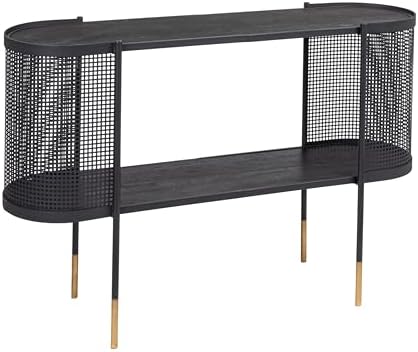 Metal Console Shelf & Brass Finish Legs Table, Black - Walmart.com