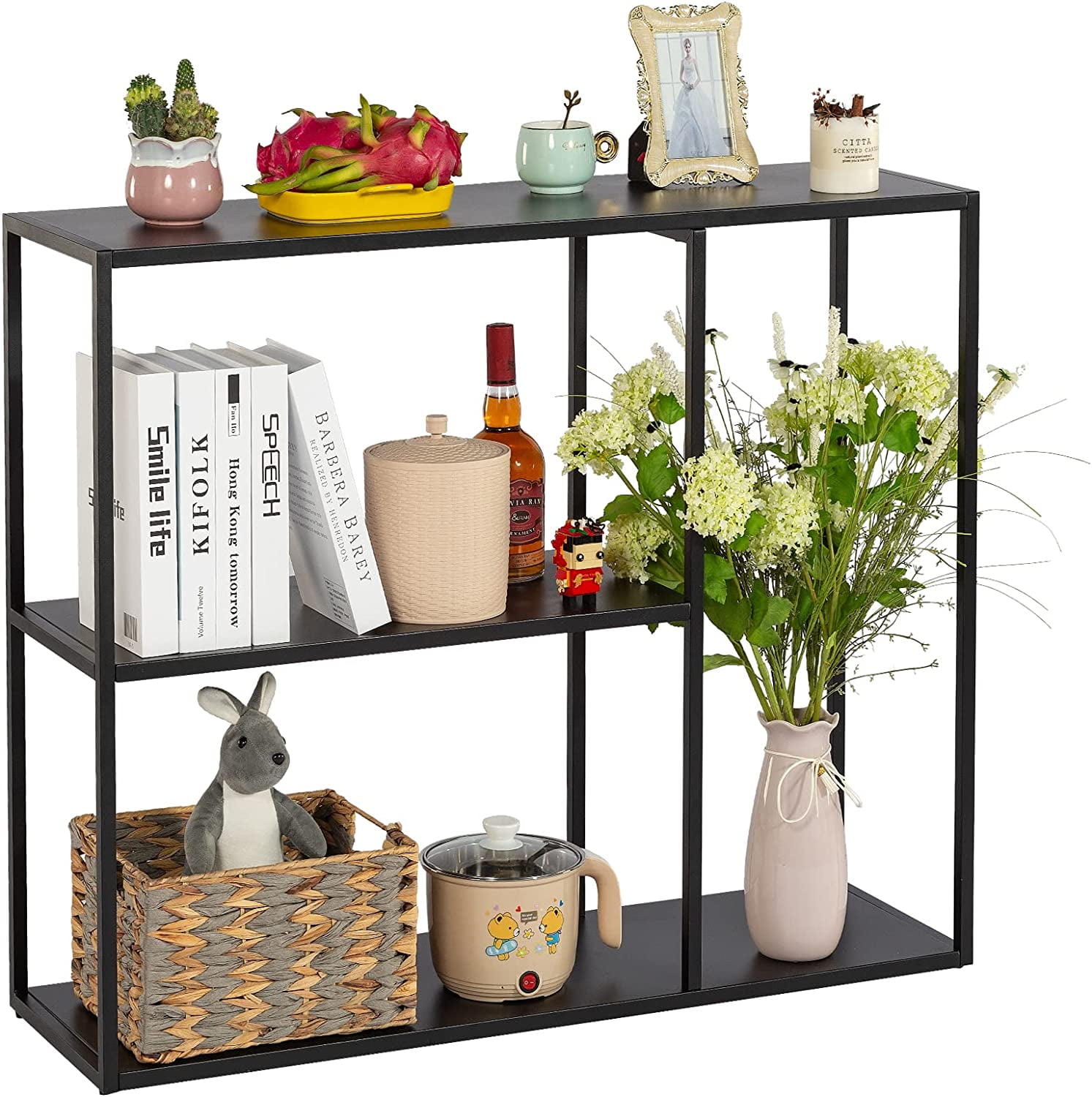 Metal Console Table with 3 Tier Storage Rack,Entryway Table,Industrial ...