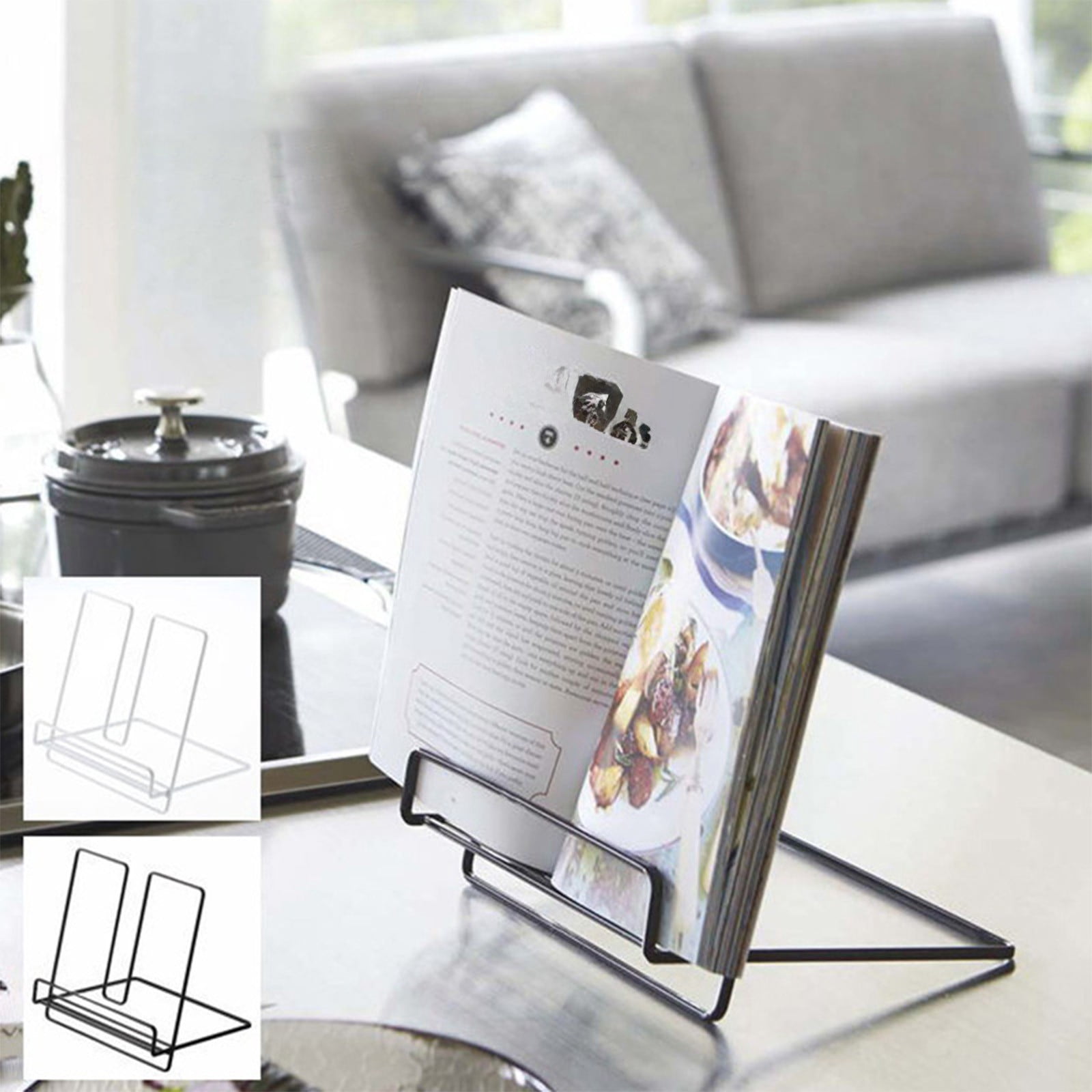 Metal Cookbook Stand Iron Rack Kitchen Countertop Tablet Holder | Book ...