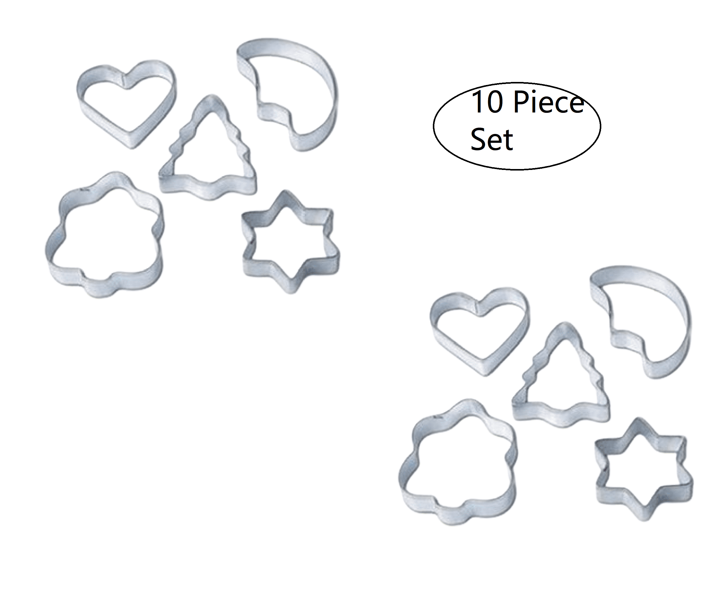 10 Piece Metal Cookie Cutters Molds Set Shapes Biscuit Cutter Pancake ...
