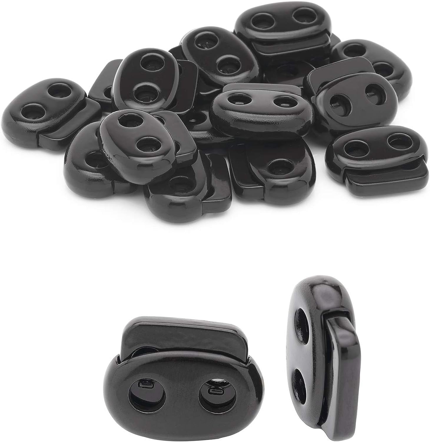 Metal Cord Lock Spring Loaded Double Hole Toggle Stopper for Luggage ...