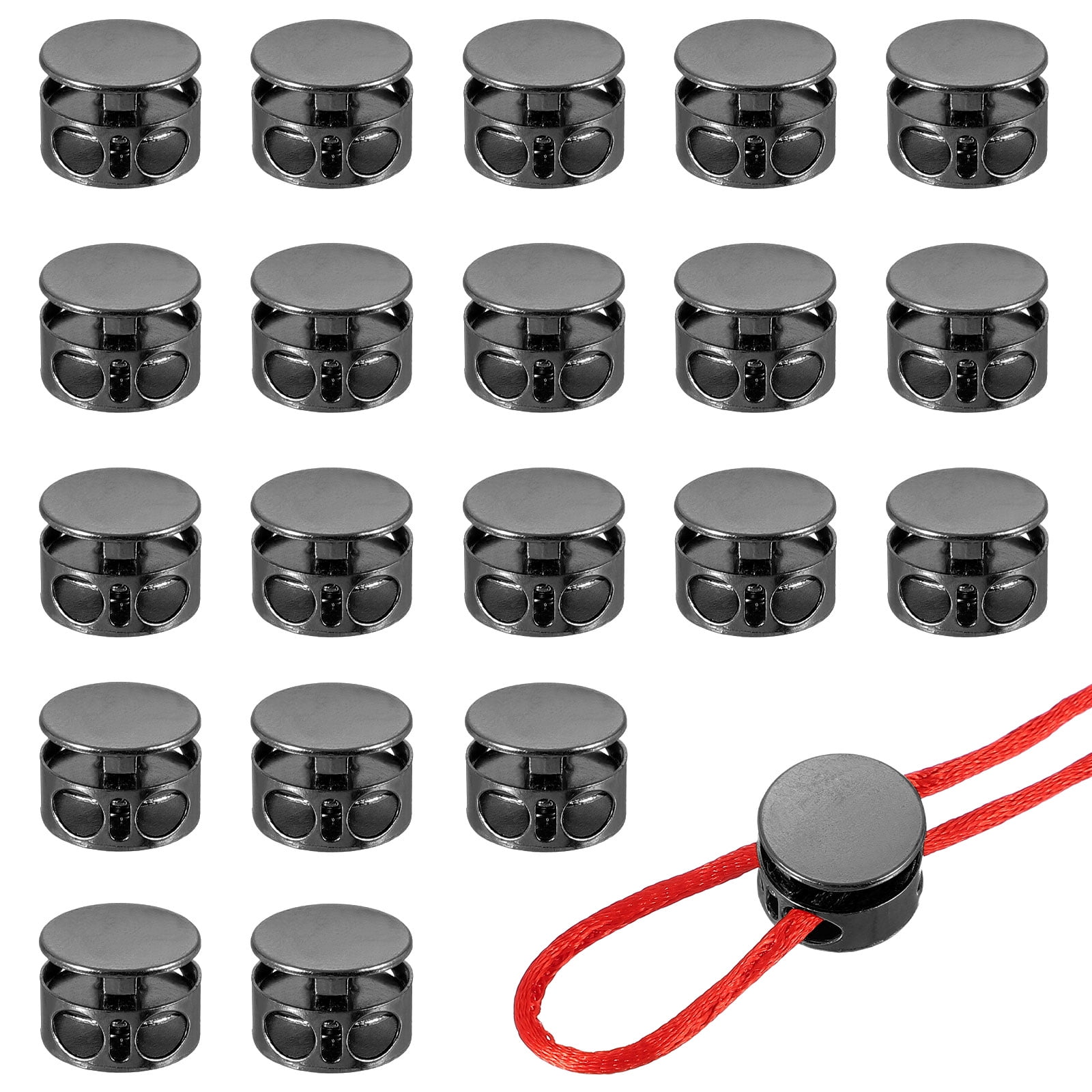 Metal Cord Locks, Double Hole Draw String Spring Stopper Fastener Round ...