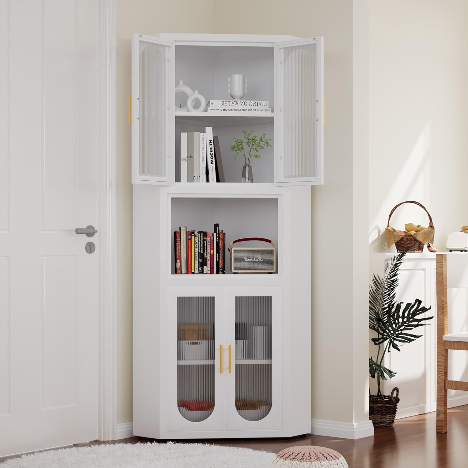 Metal Corner Cabinet, 63.6" Corner Pantry Storage Cabinet with 4 ...