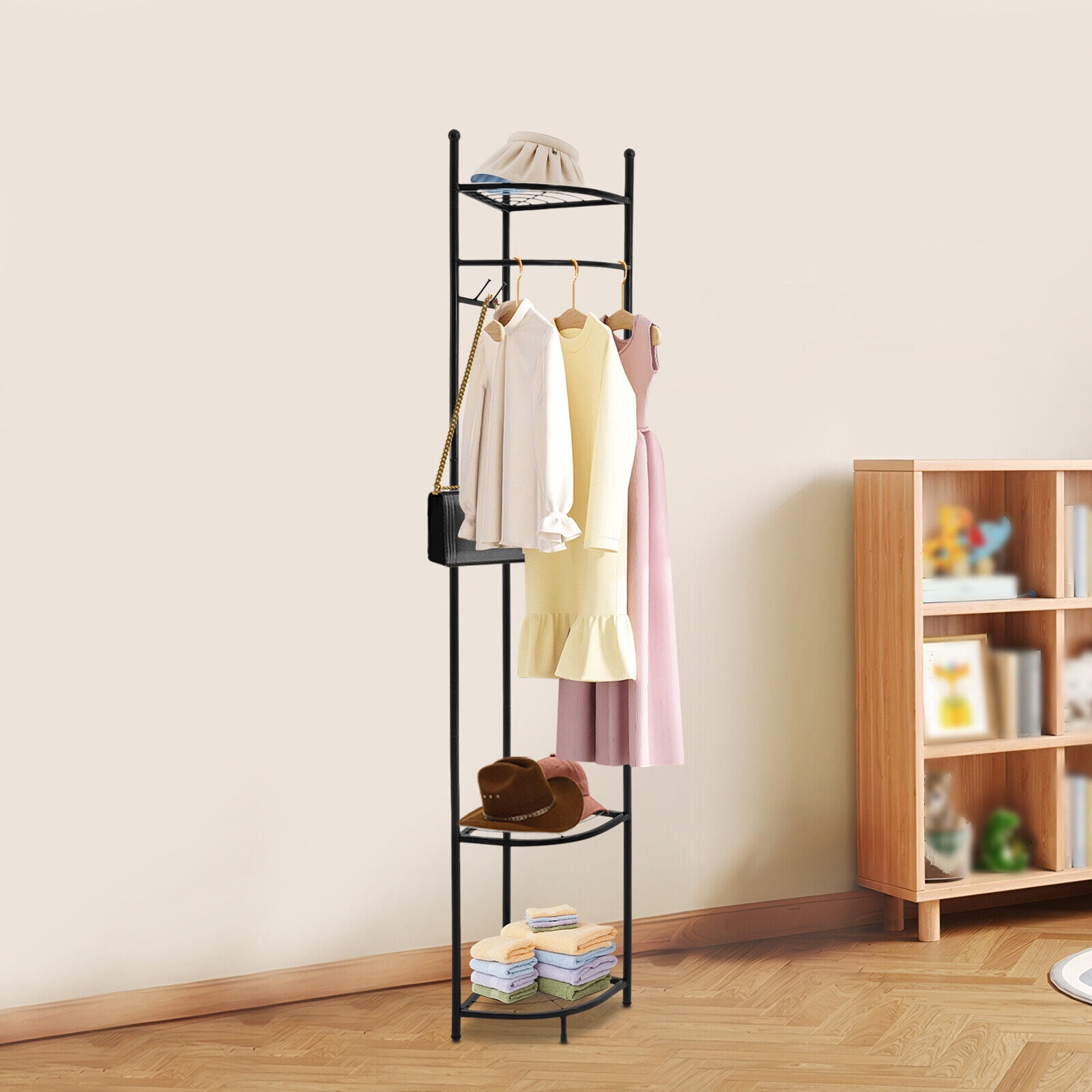 Metal Corner Clothes Rack, Gold Garment Rack Hall Tree, Freestanding ...
