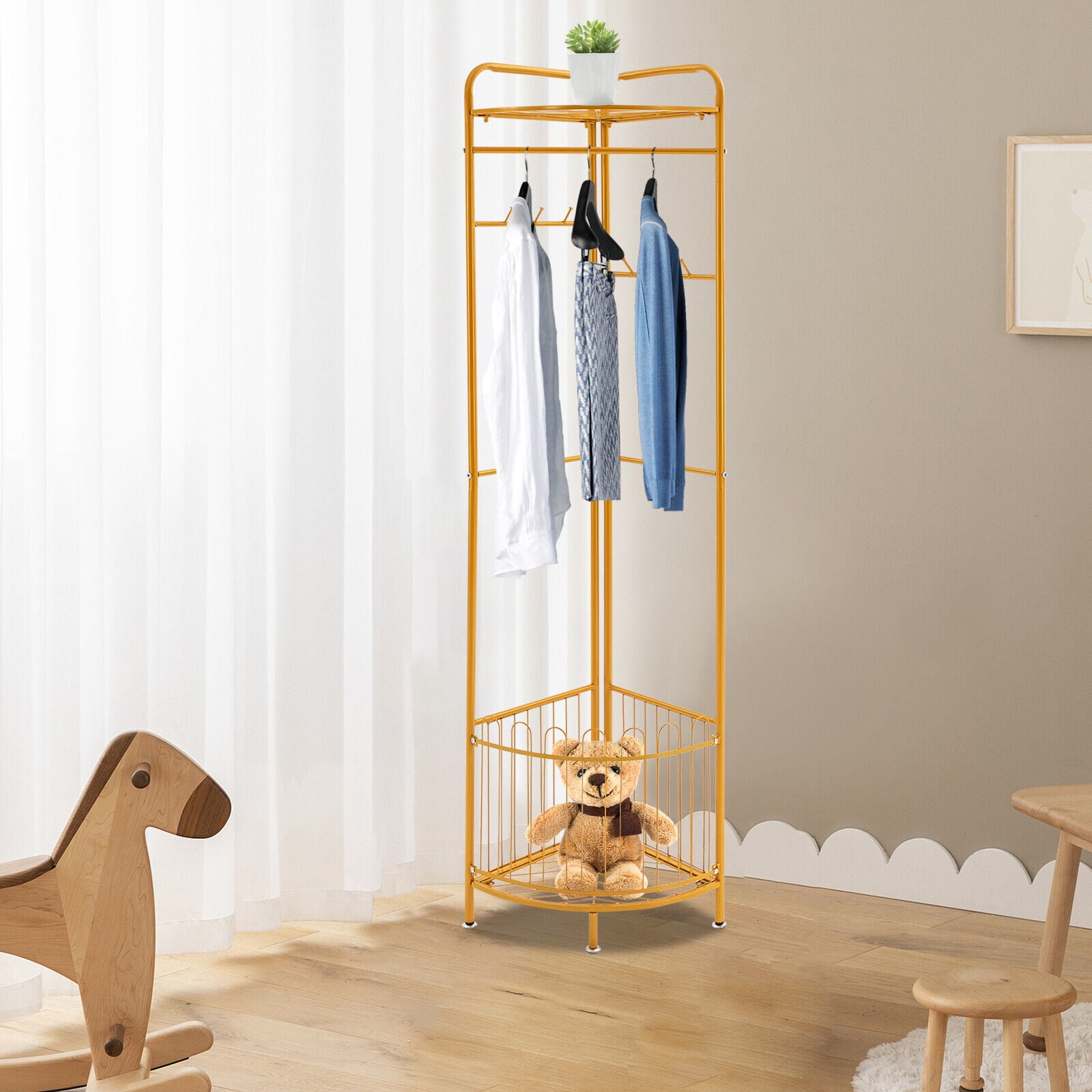 Coat Rack,corner Hall Tree,metal Clothes Rack,gold Clothing Rack With