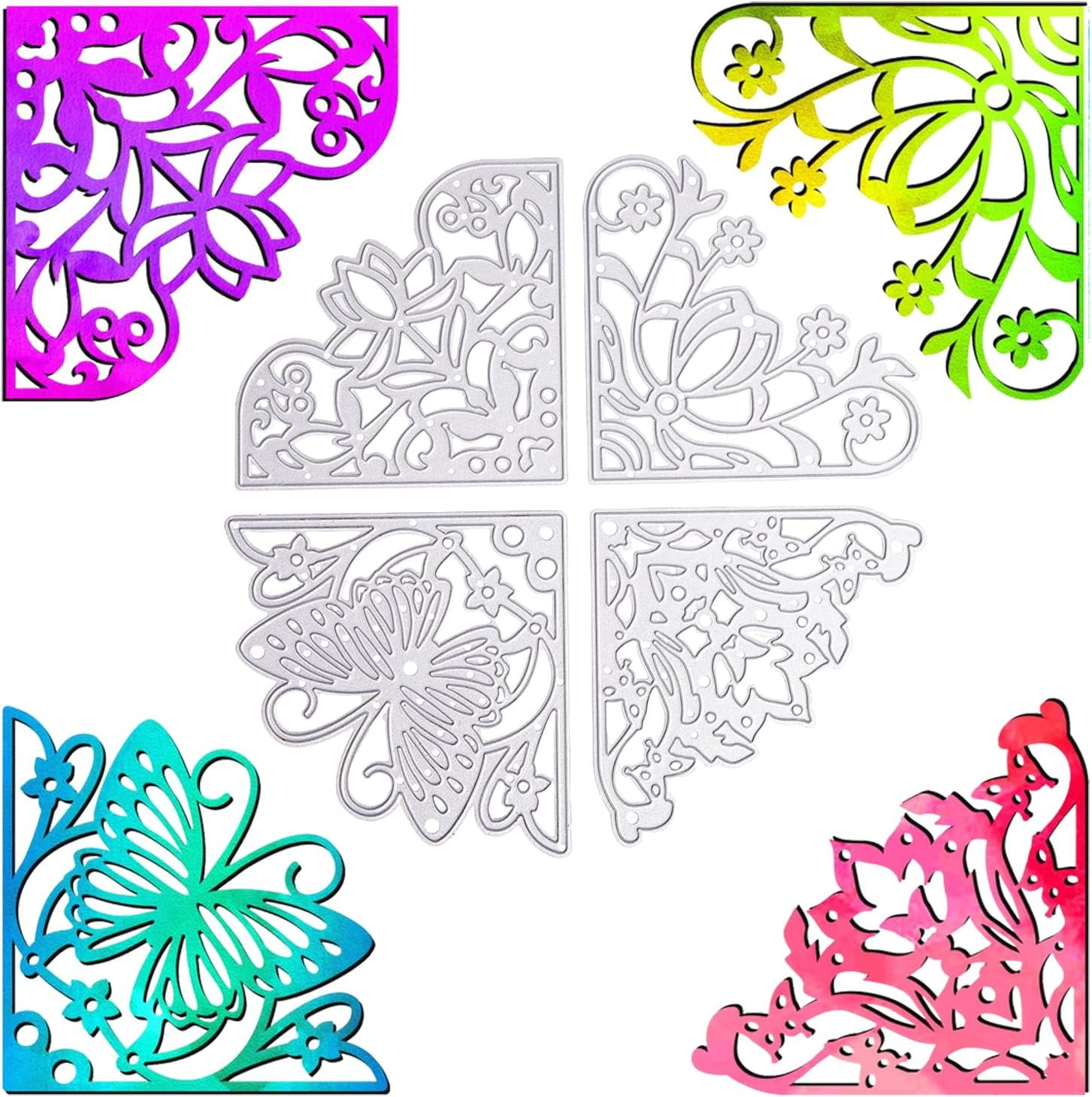 Metal Corner Lace Die Cuts Lily of The Valley Butterfly Lotus Flower ...