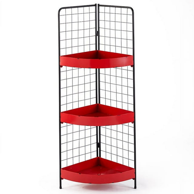 3-Tier Metal Corner Shelves - Red - Walmart.com