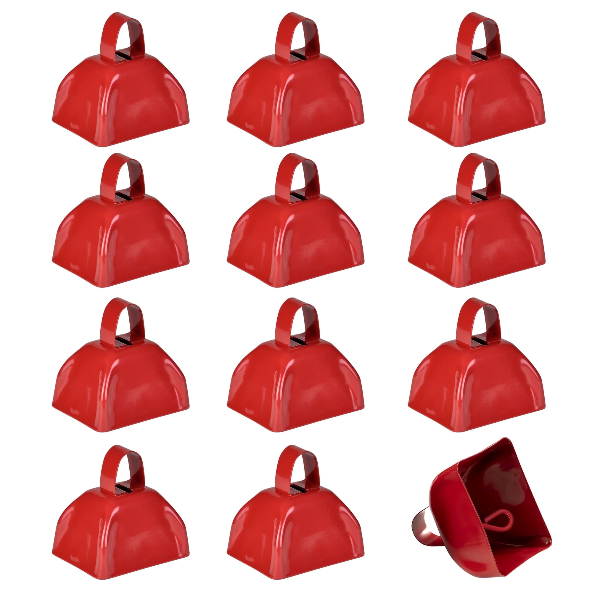 Metal Cowbell - (12 Pack), 3 Inch Red Cow Bells for Sporting Events ...