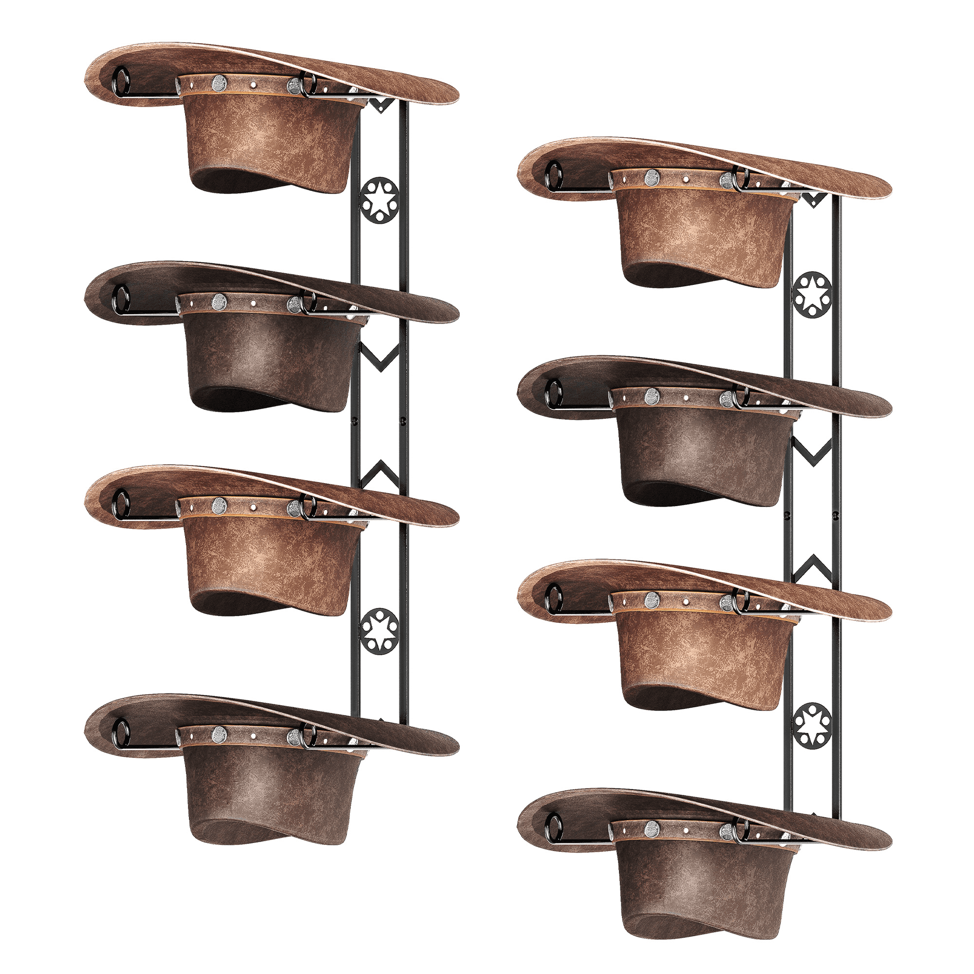 BEGULF Metal Cowboy Hat Rack, Wall Organizer, Holds 8 Hats, Western ...