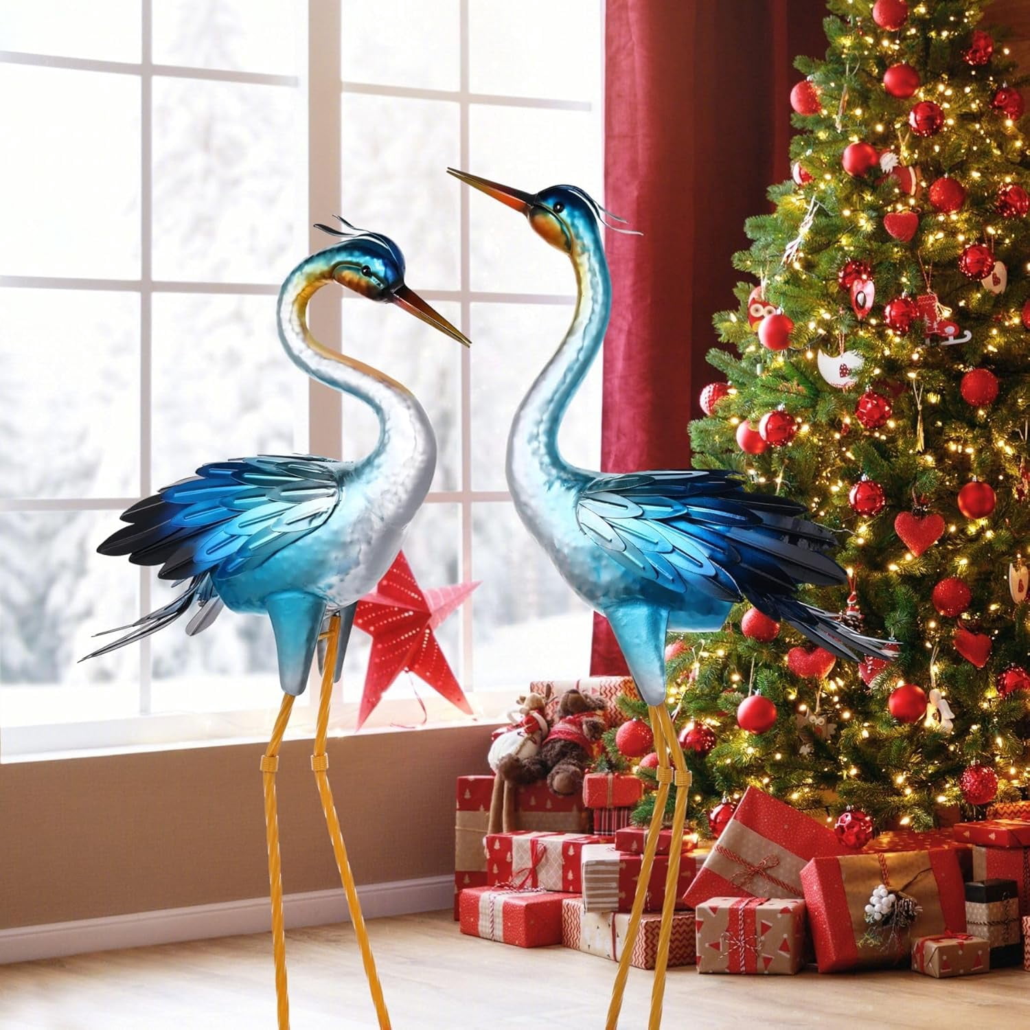 Metal Crane Garden Statue, Garden Sculptures & Statues, Crane Ornaments ...