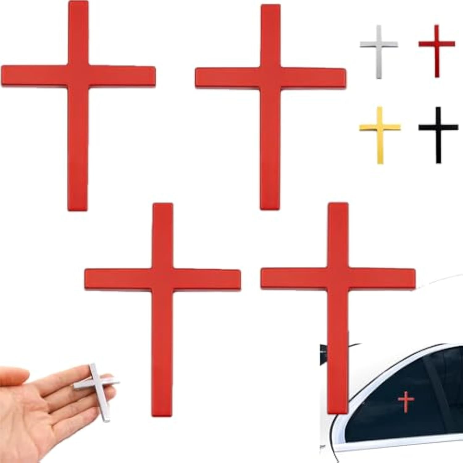 Metal Cross for Car, Metal Cross Badge Stickers, 3D Individual ...