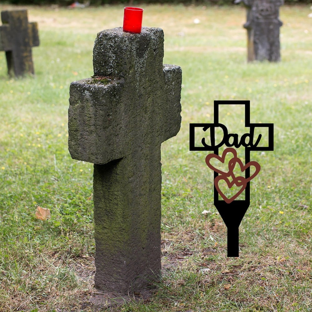 Metal Cross Garden Stake Grave Ornament, Dad'S Graveyard Memorial Cross ...