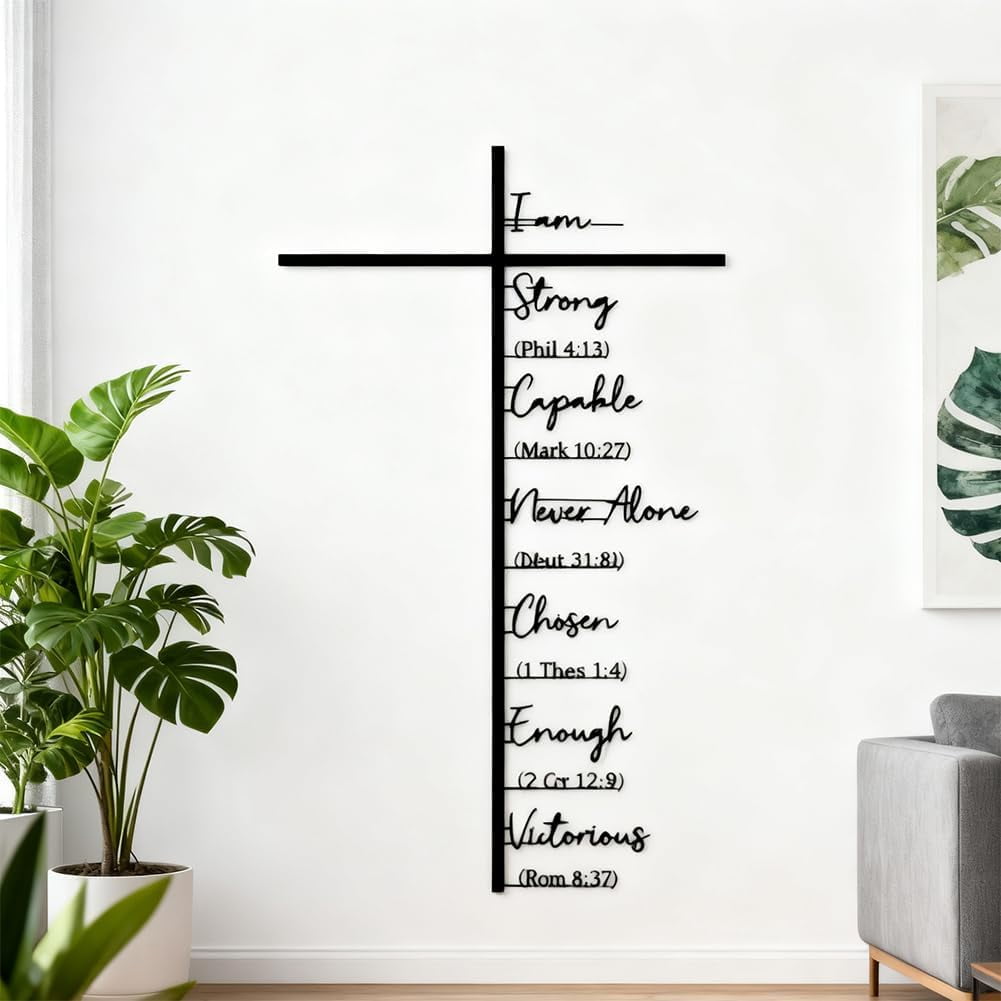 Metal Cross Wall Art with Bible Verse, Elegant Rustic Farmhouse ...