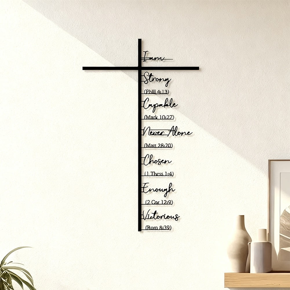 Metal Cross Wall Art Decor, Elegant Metal Christian Cross with ...