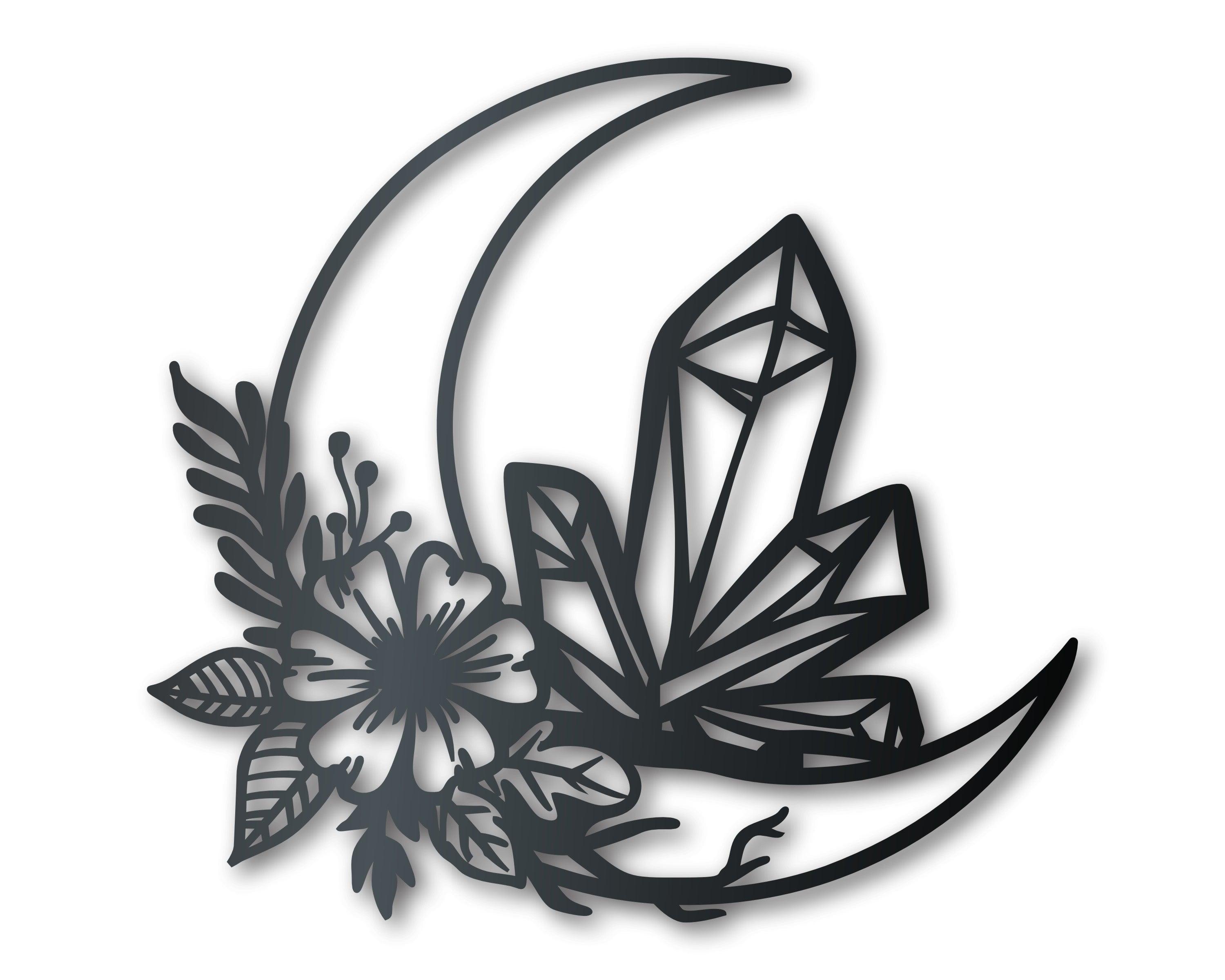 Metal Crystal Crescent Moon Wall Art | Indoor Outdoor | Up to 46 ...