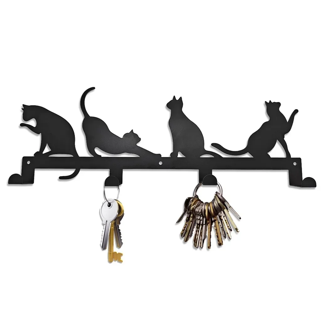 Metal Cup Rack Space Saving Storage Organizer rack, Cute Cat Rustic ...