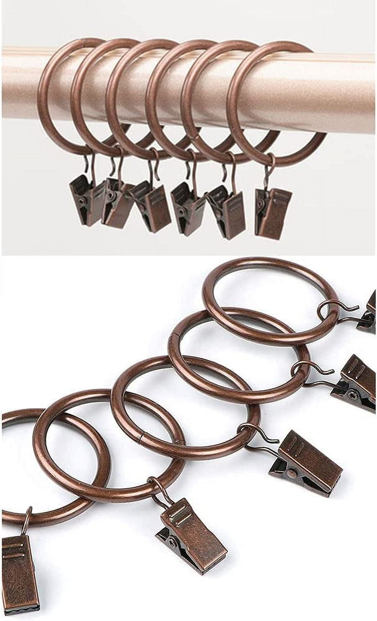 Metal Curtain Rings with Clips, Vintage Heavy Duty Drapery Clips Hooks ...