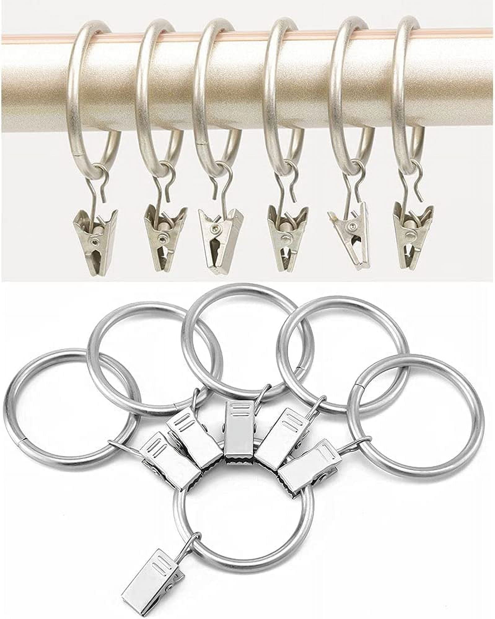 Metal Curtain Rings with Clips, Vintage Heavy Duty Drapery Clips Hooks ...