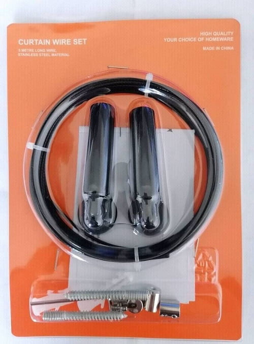 Walmart 15 Feet Black Metal Curtain Wire Rod Set with Decorative ...