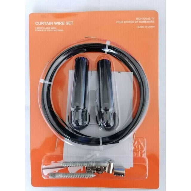 Walmart 15 Feet Black Metal Curtain Wire Rod Set with Decorative ...