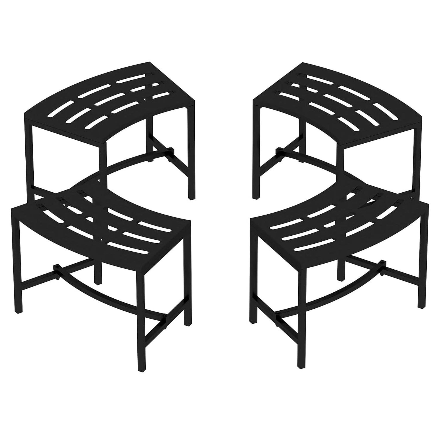 Metal Curved Bench Set of 4, Outdoor Seating, Steel Backless Outside ...