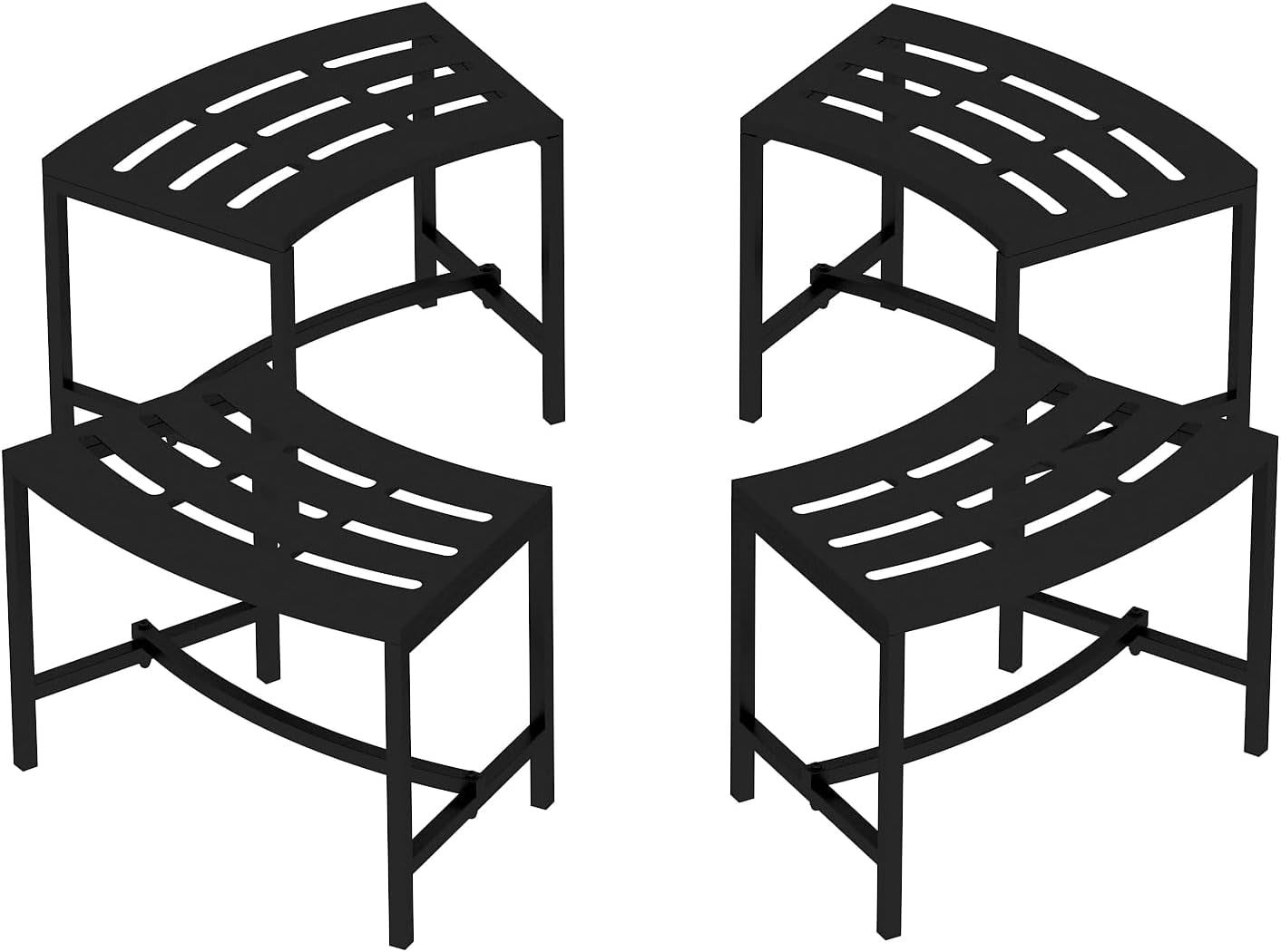 Metal Curved Fire Pit Bench Set of 4, Outdoor Fire Pit Seating, Steel ...
