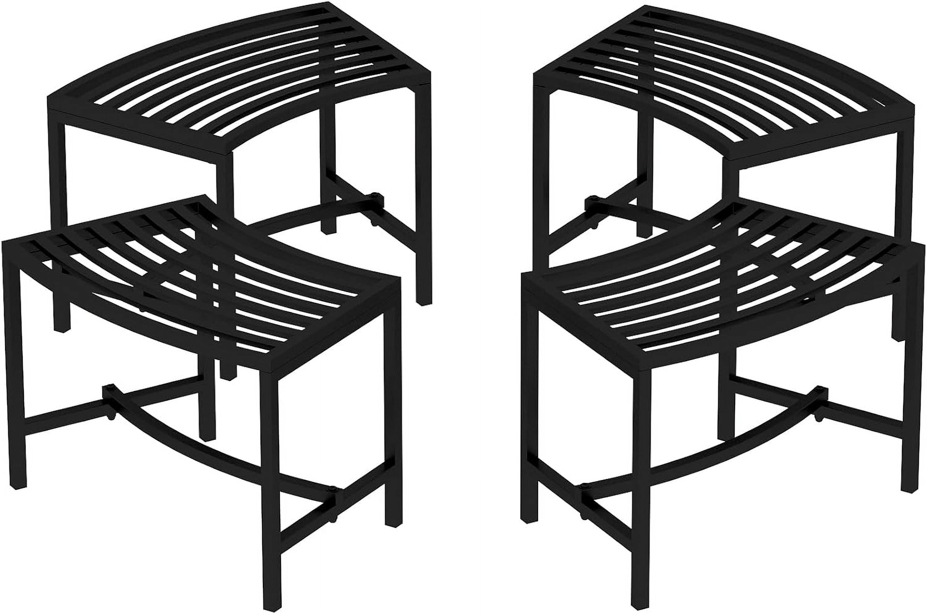 Metal Curved Fire Pit Bench Set of 4, Outdoor Fire Pit Seating, Steel ...