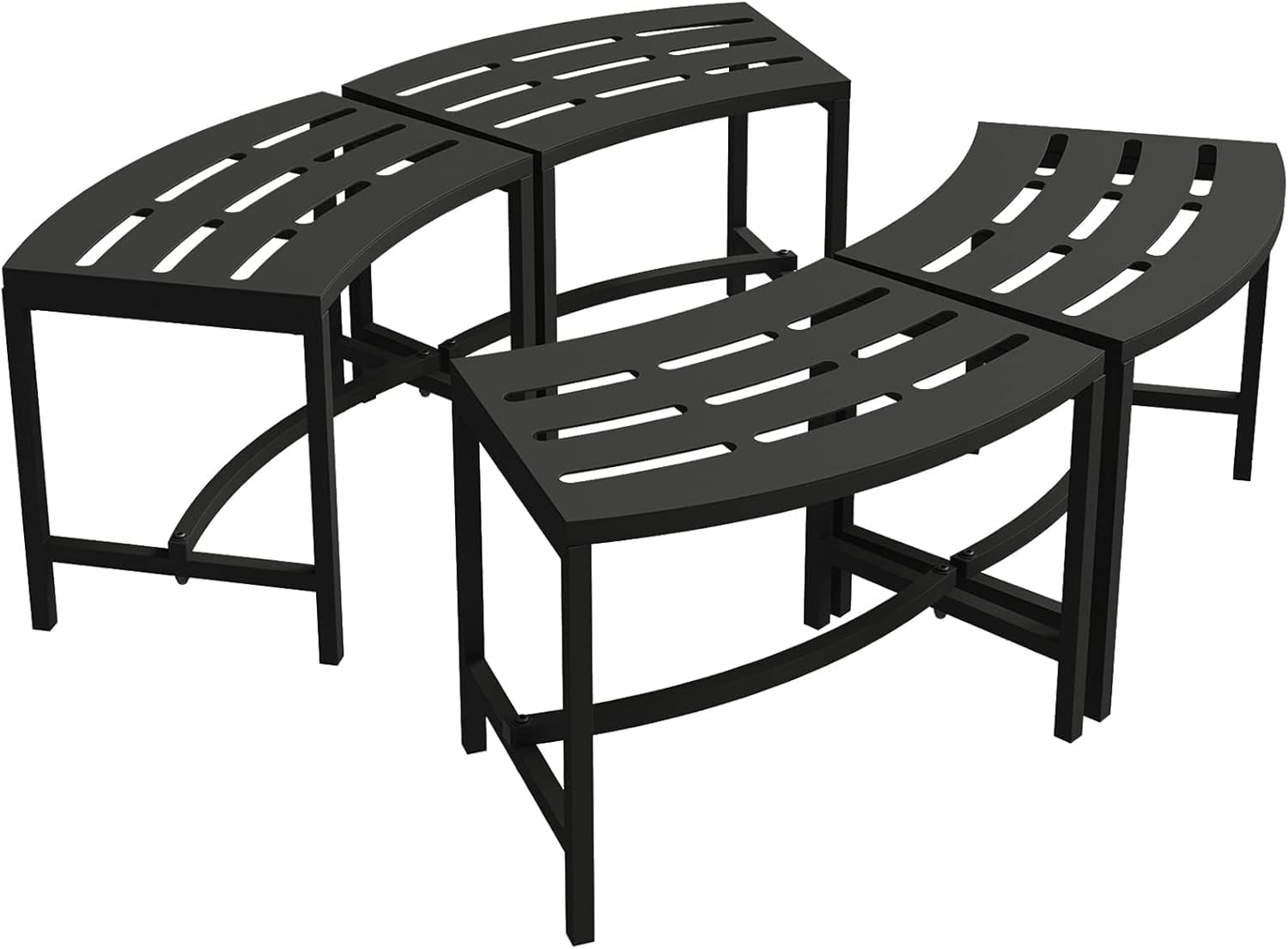 Metal Curved Fire Pit Set 4 Outdoor Fire Pit Seating Metal Outside ...